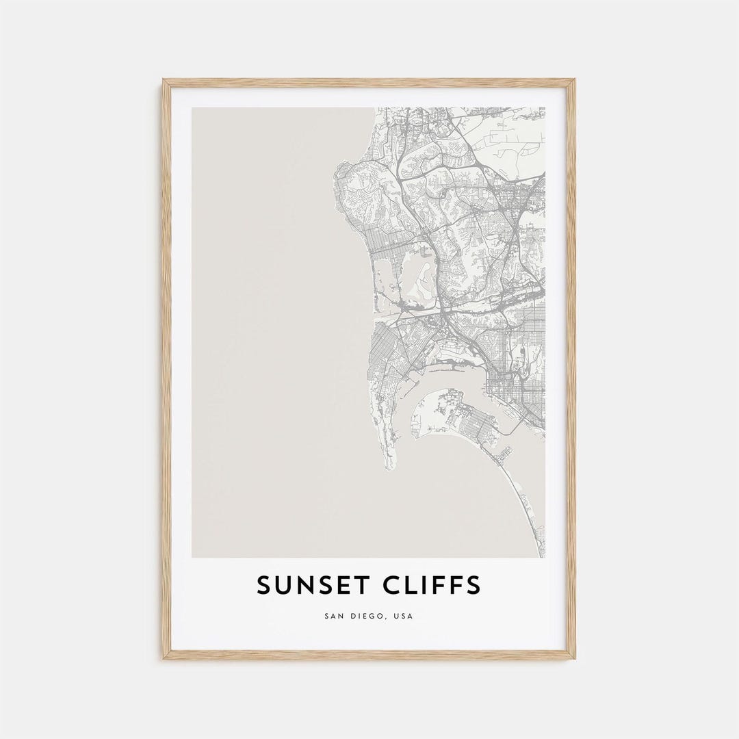 Map of Sunset Cliffs Print, Sunset Cliffs Map Gift, Sunset Cliffs ...