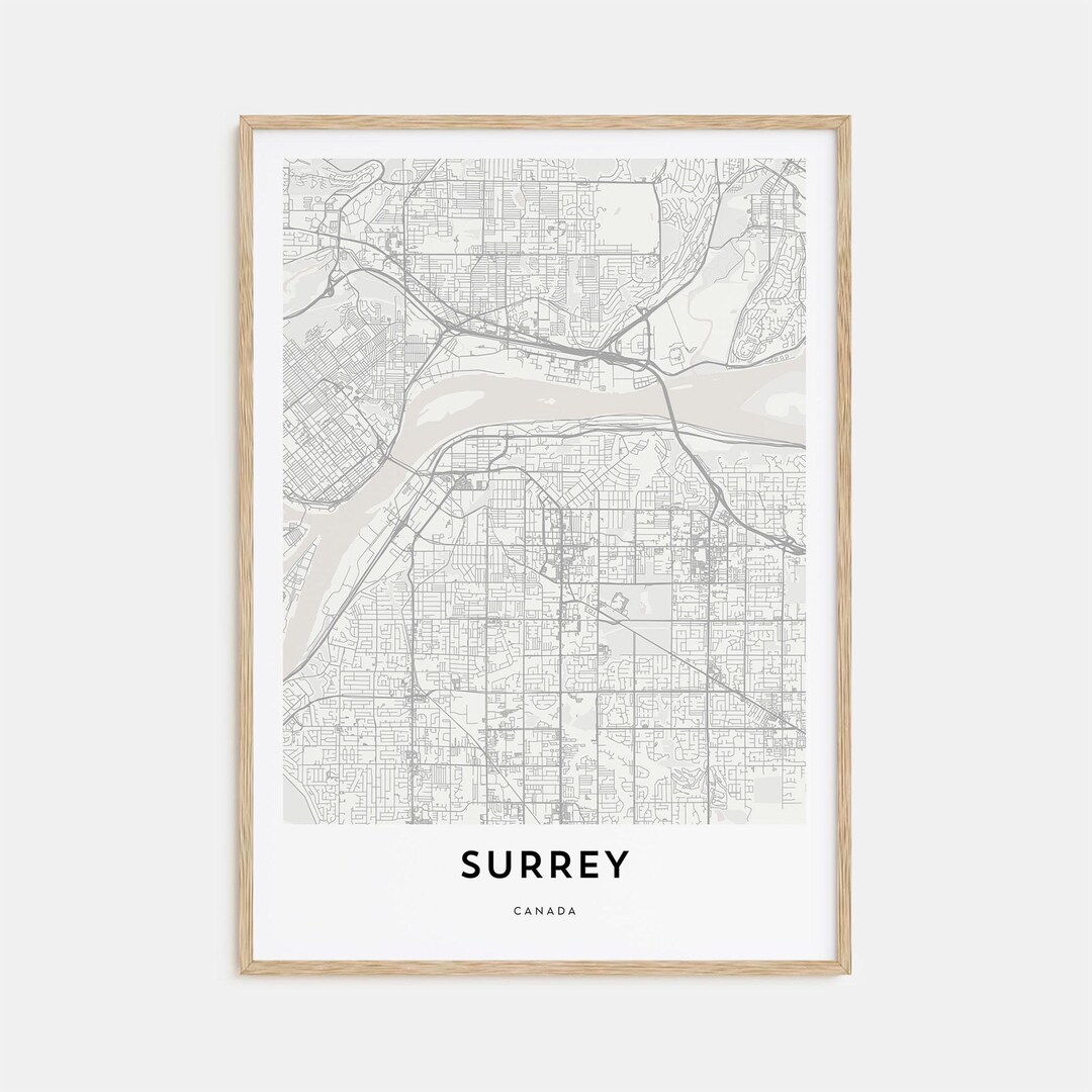 Map of Surrey Print, Surrey Map Gift, Surrey Poster, City Map Artwork ...
