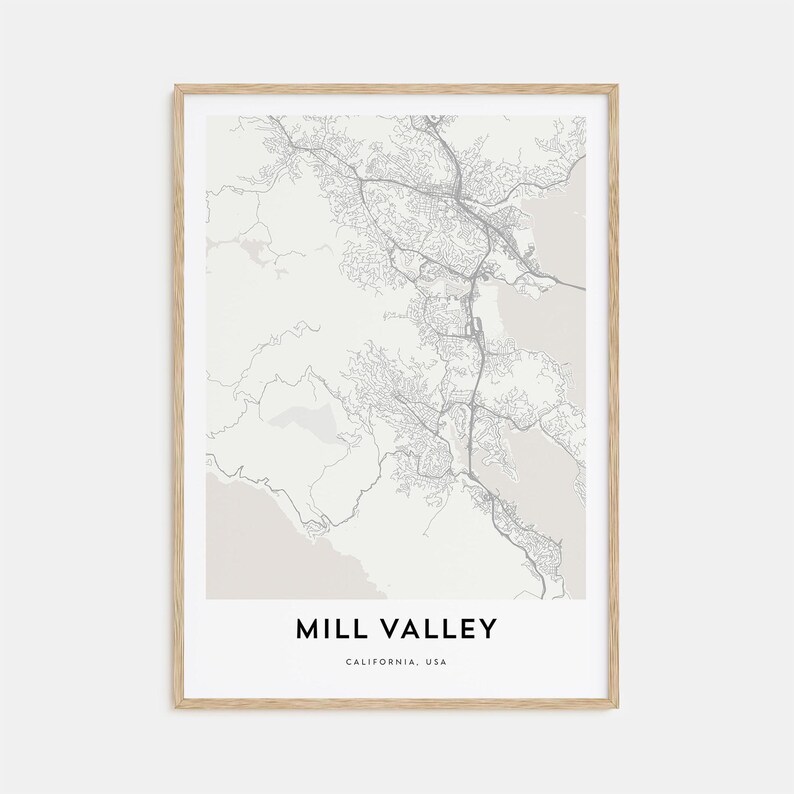 Map of Mill Valley Print, Mill Valley Map Gift, Mill Valley Poster ...