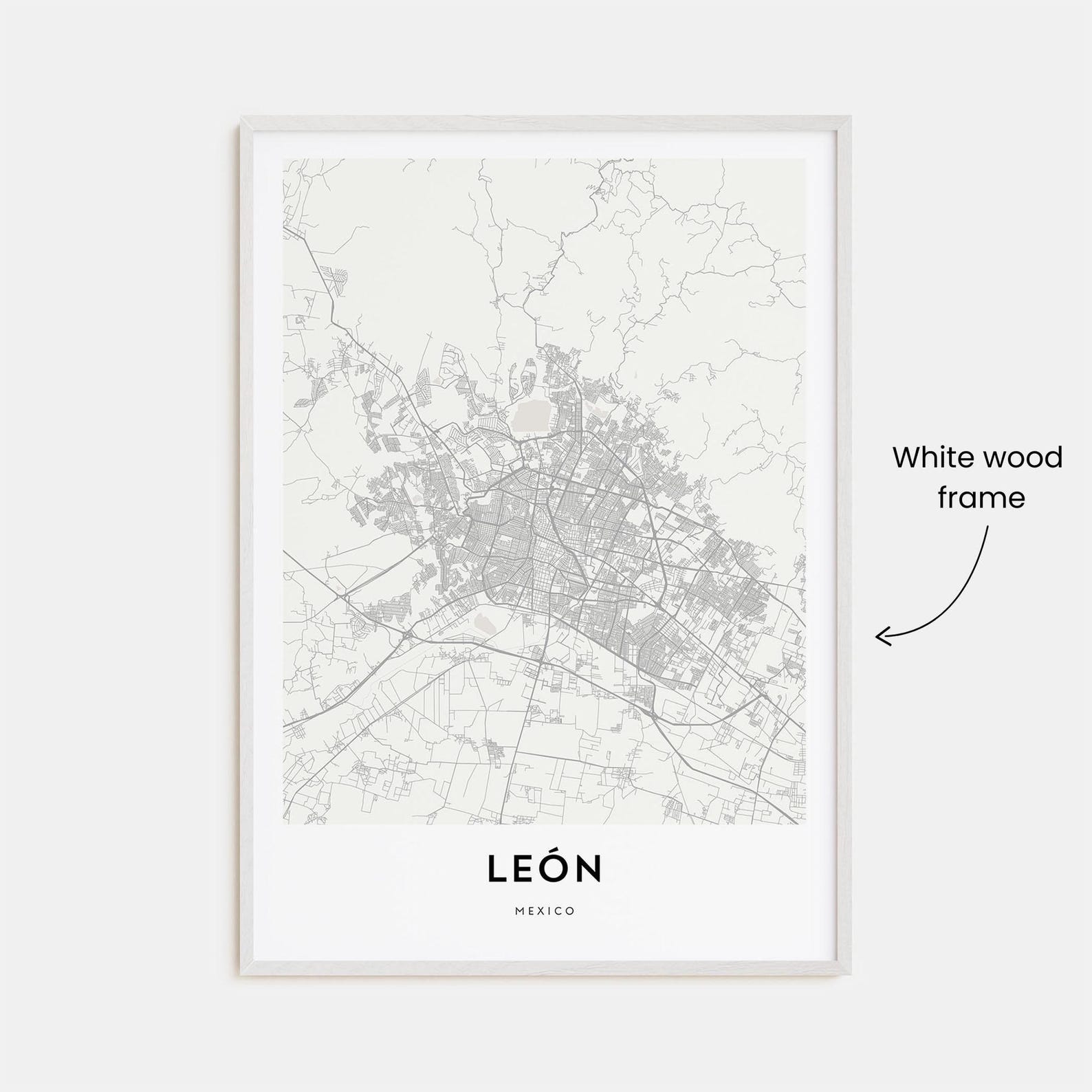 Map of Leon Mexico Print, Leon Map Gift, Leon Poster, City Map Artwork ...