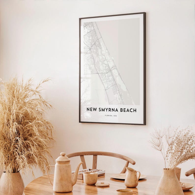 New Smyrna Beach Map Poster Print, Florida Wall Art, USA Decor, Volusia County City - Etsy