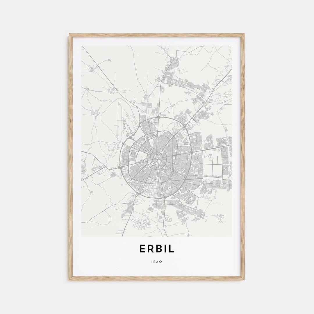Map of Erbil Print, Erbil Map Gift, Erbil Poster, City Map Artwork for ...