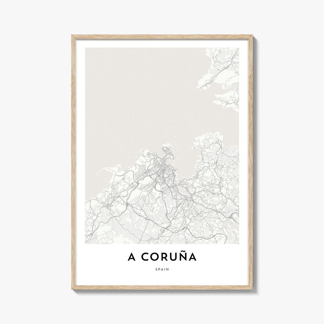 Map of A Coruna Print, A Coruna Map Gift, A Coruna Poster, City Map ...