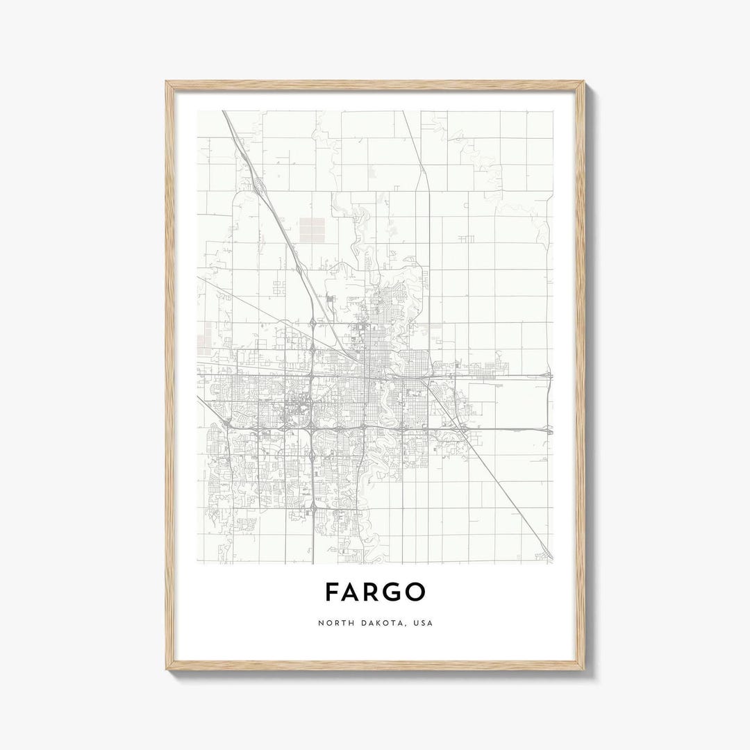 Fargo Map Poster Print, North Dakota Wall Art, USA Decor, Modern City ...