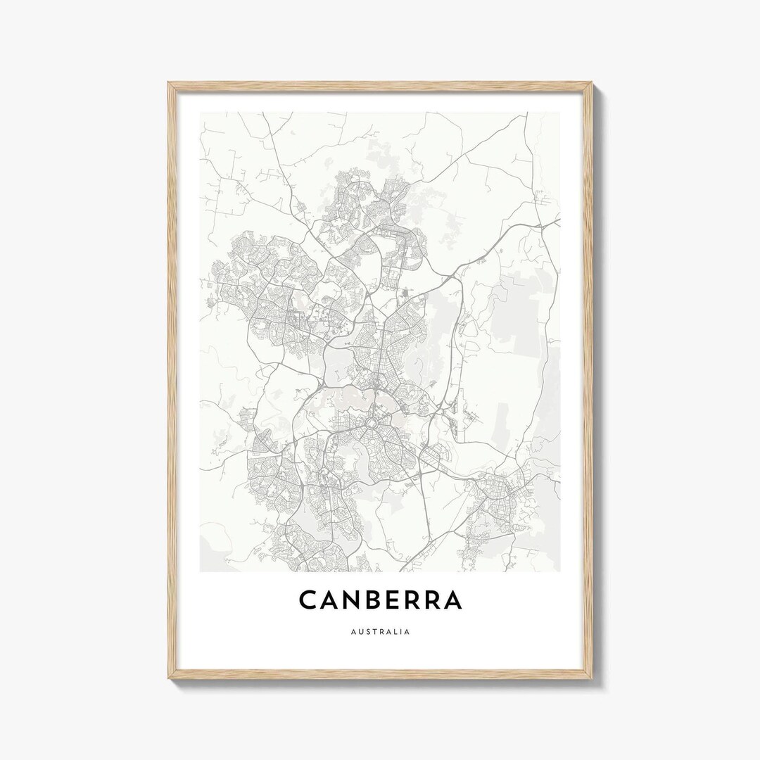 Canberra Map Poster Print, ACT Wall Art, Australian Capital Territory ...