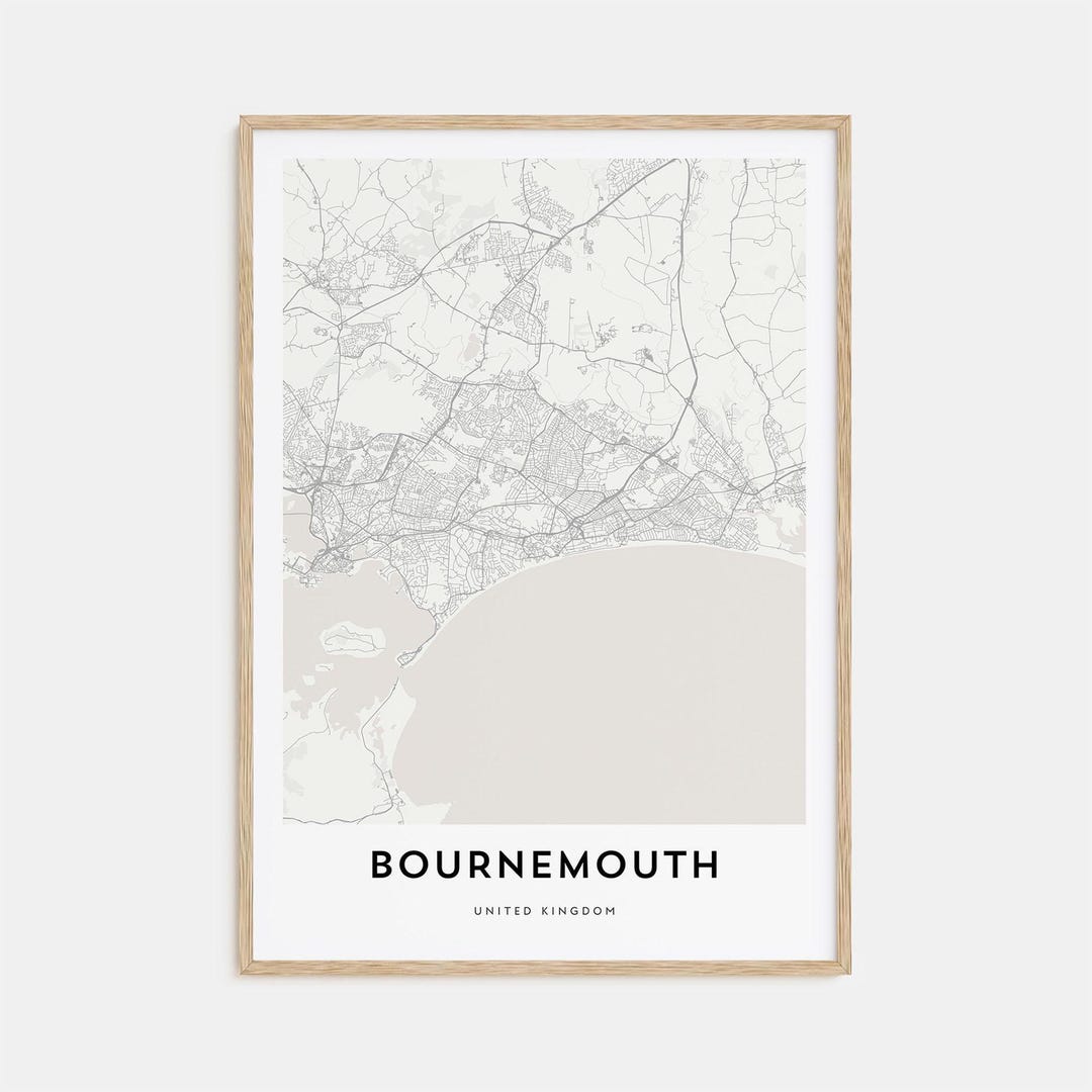 Map of Bournemouth Print, Bournemouth Map Gift, Bournemouth Poster ...