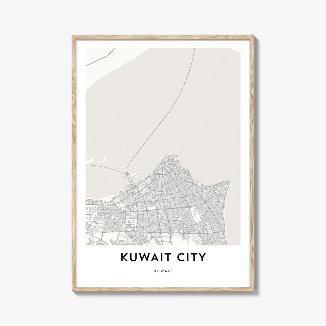 Kuwait City Map Poster Print, Al Asimah Wall Art, Arabian Gulf Decor ...