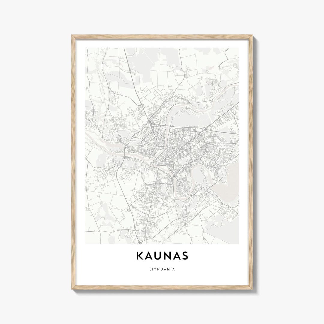 Map of Kaunas Print, Kaunas Map Gift, Kaunas Poster, City Map Artwork ...