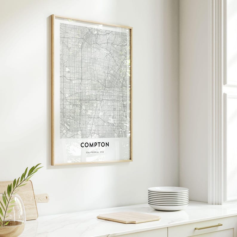 Map of Compton Print, Compton Map Gift, Compton Poster, City Map ...