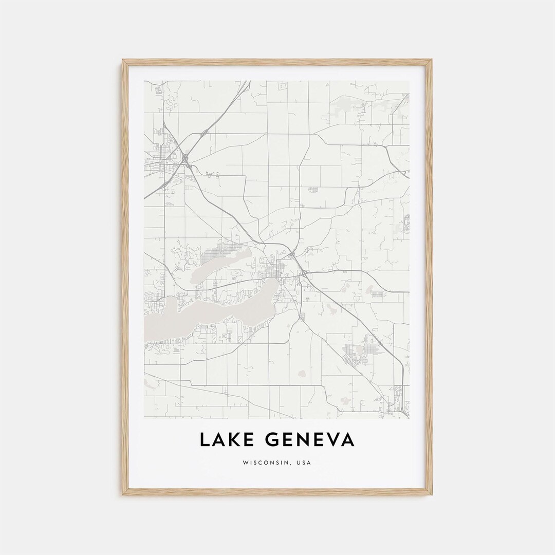 Map of Lake Geneva Print, Lake Geneva Map Gift, Lake Geneva Poster ...