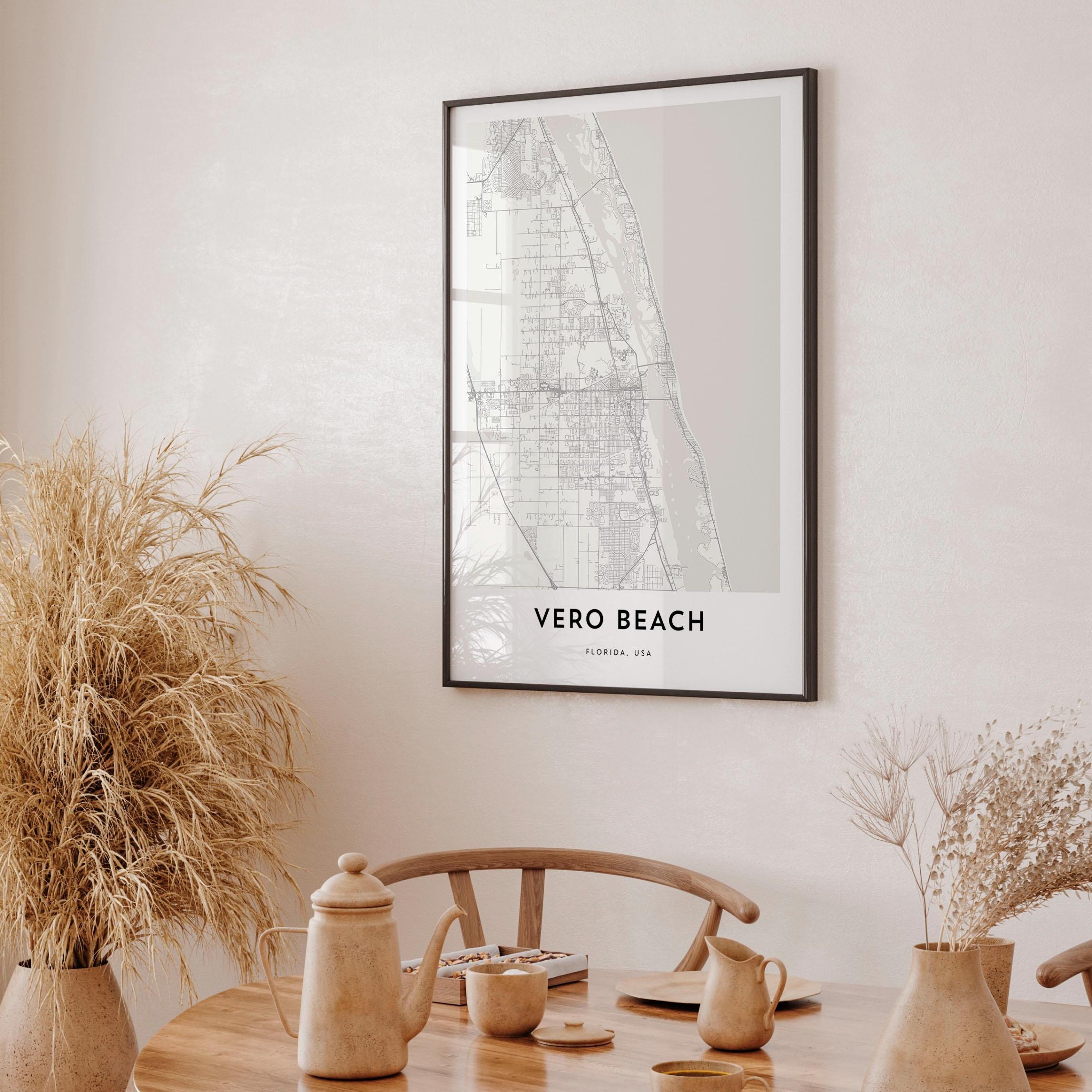 Map of Vero Beach Print, Vero Beach Map Gift, Vero Beach Poster, City Map Artwork for Home ...