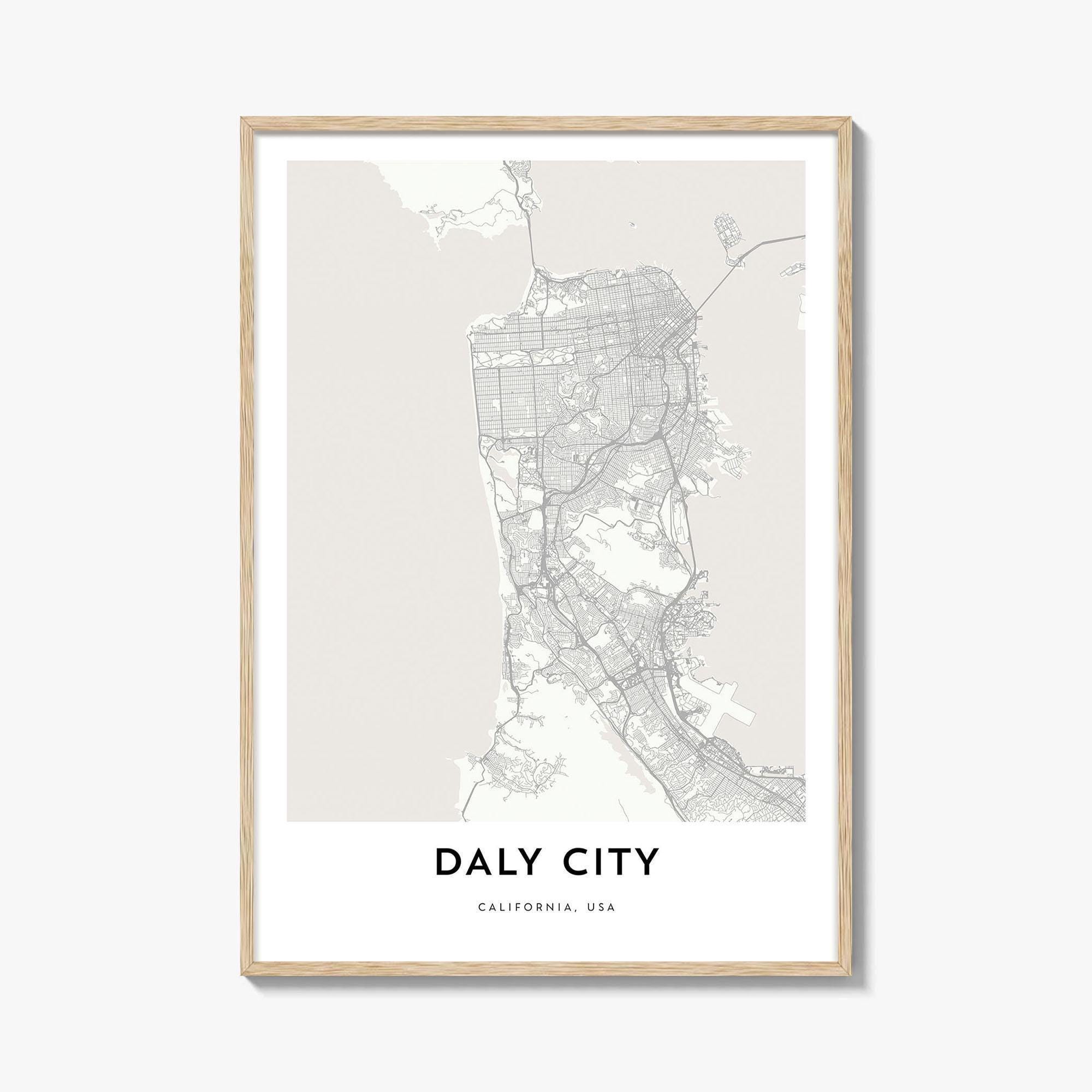 Map of Daly City Print, Daly City Map Gift, Daly City Poster, City Map ...