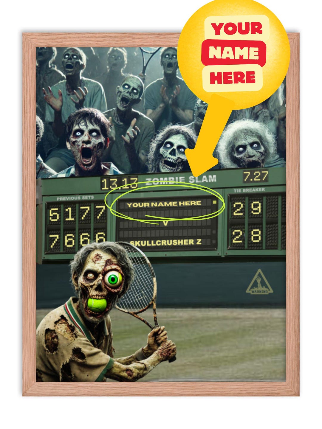 Personalize Your Zombie Slam Tennis Poster – Your Name, Your Match ...