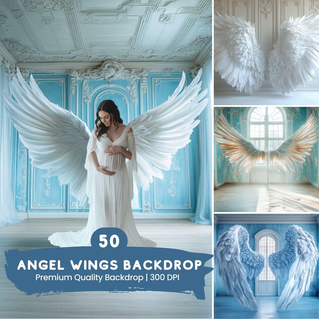 50 ANGEL WINGS Backdrops Digital Backgrounds Maternity Backdrop Angel ...