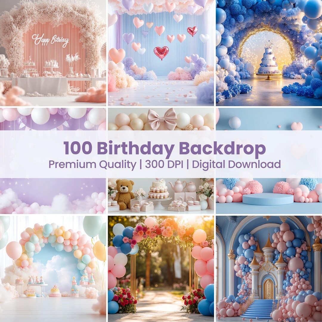 100 Birthday Backdrop | Invitation Card Background for Photoshop, Happy ...
