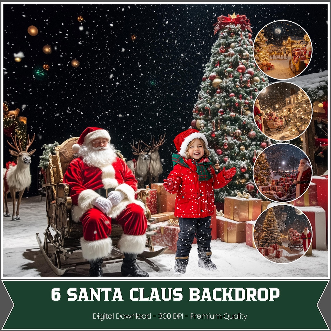 6 Santa Claus Backdrop Digital & Christmas Background for Perfect ...