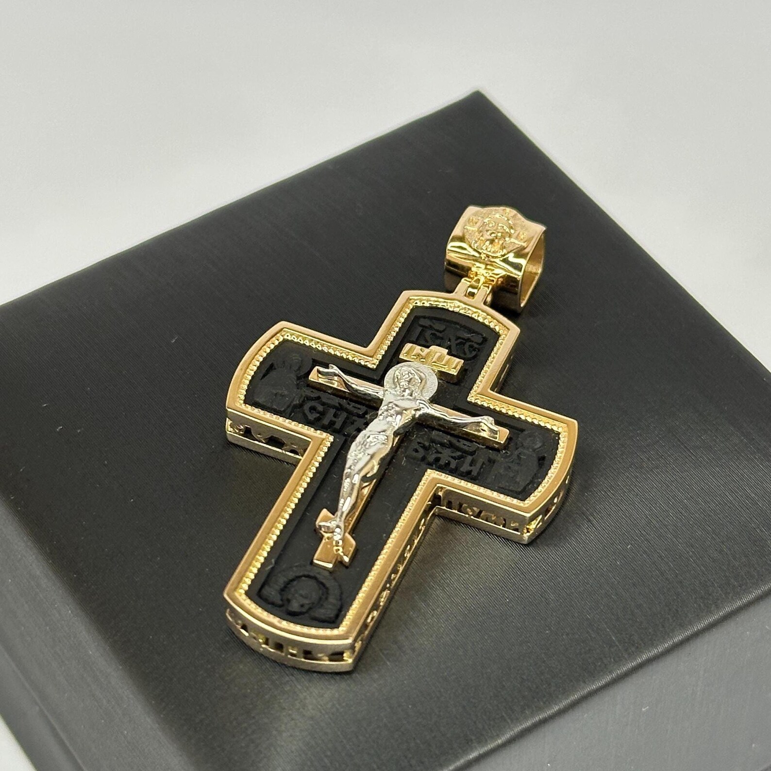 14k Gold Cross Ebony Inlaid, Incredible and Elegant Cross by ...