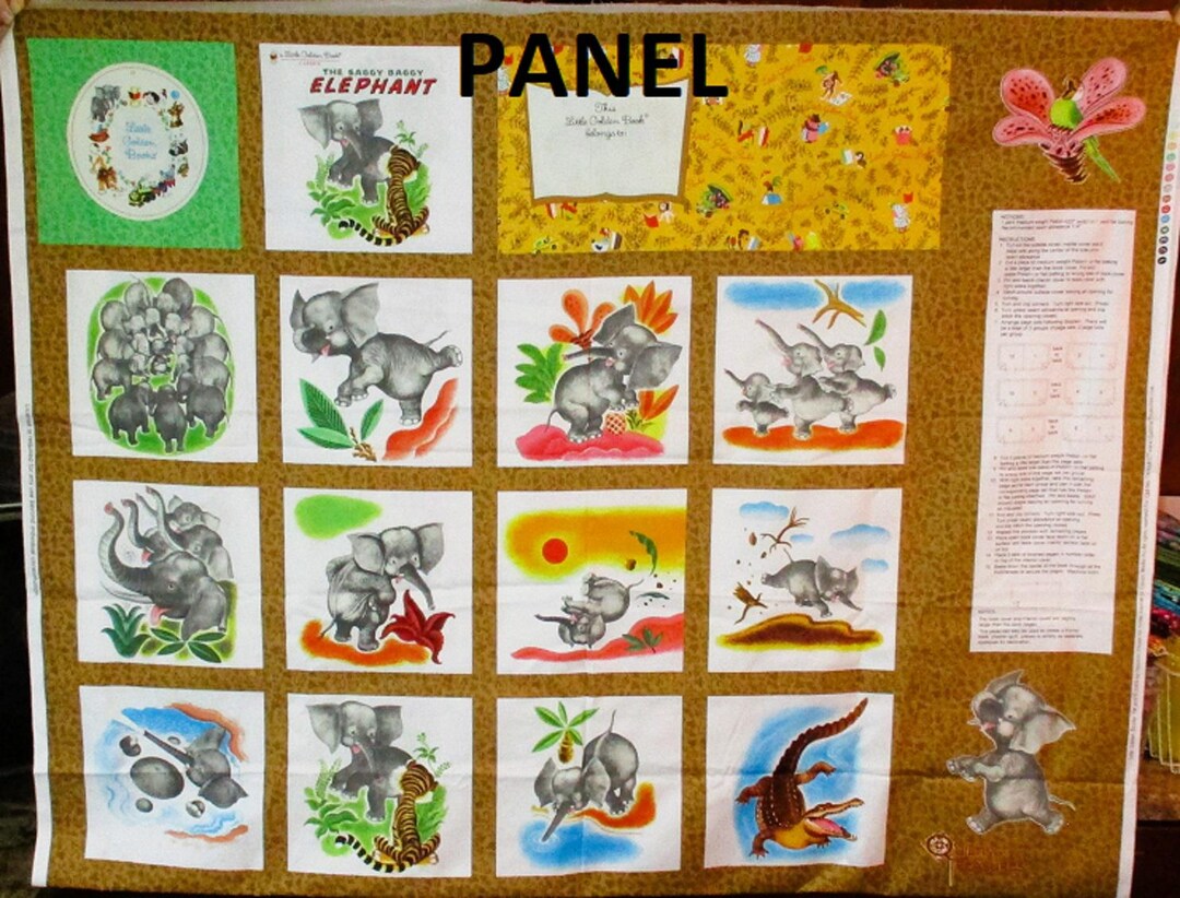 Vintage Little Golden Books Saggy, Baggy Elephant, 11 Fabrics and 2 ...