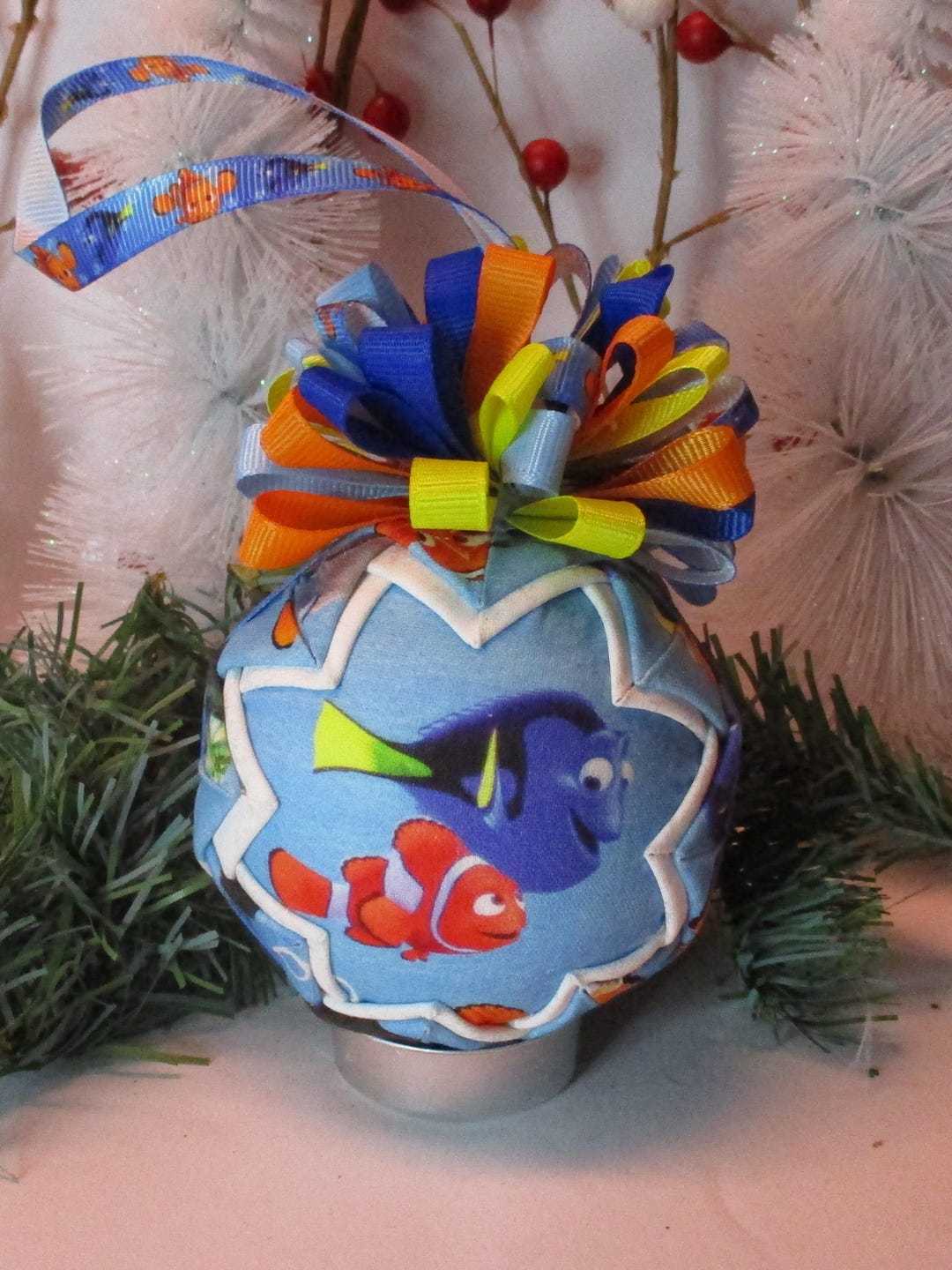 Finding Nemo Ornament Ball, No Sew Quilted Ornament, Fabric Ornament ...