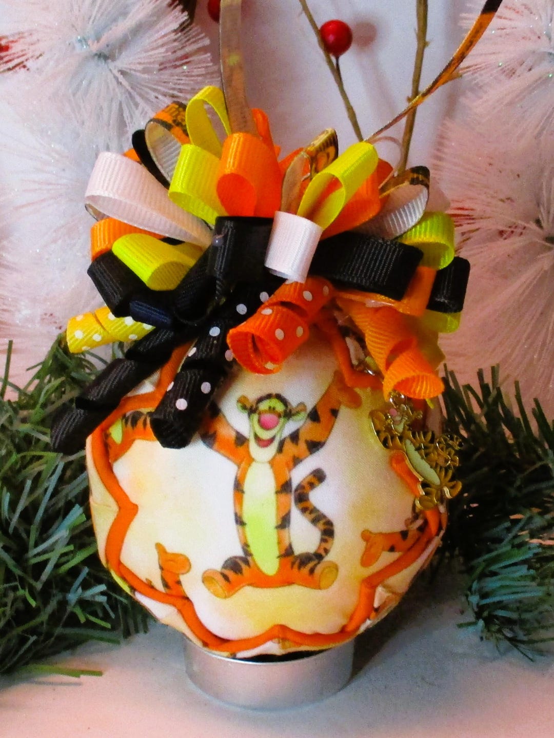 Tigger Ornament Ball, No Sew Quilted Ornament, Fabric Ornament, Decor ...
