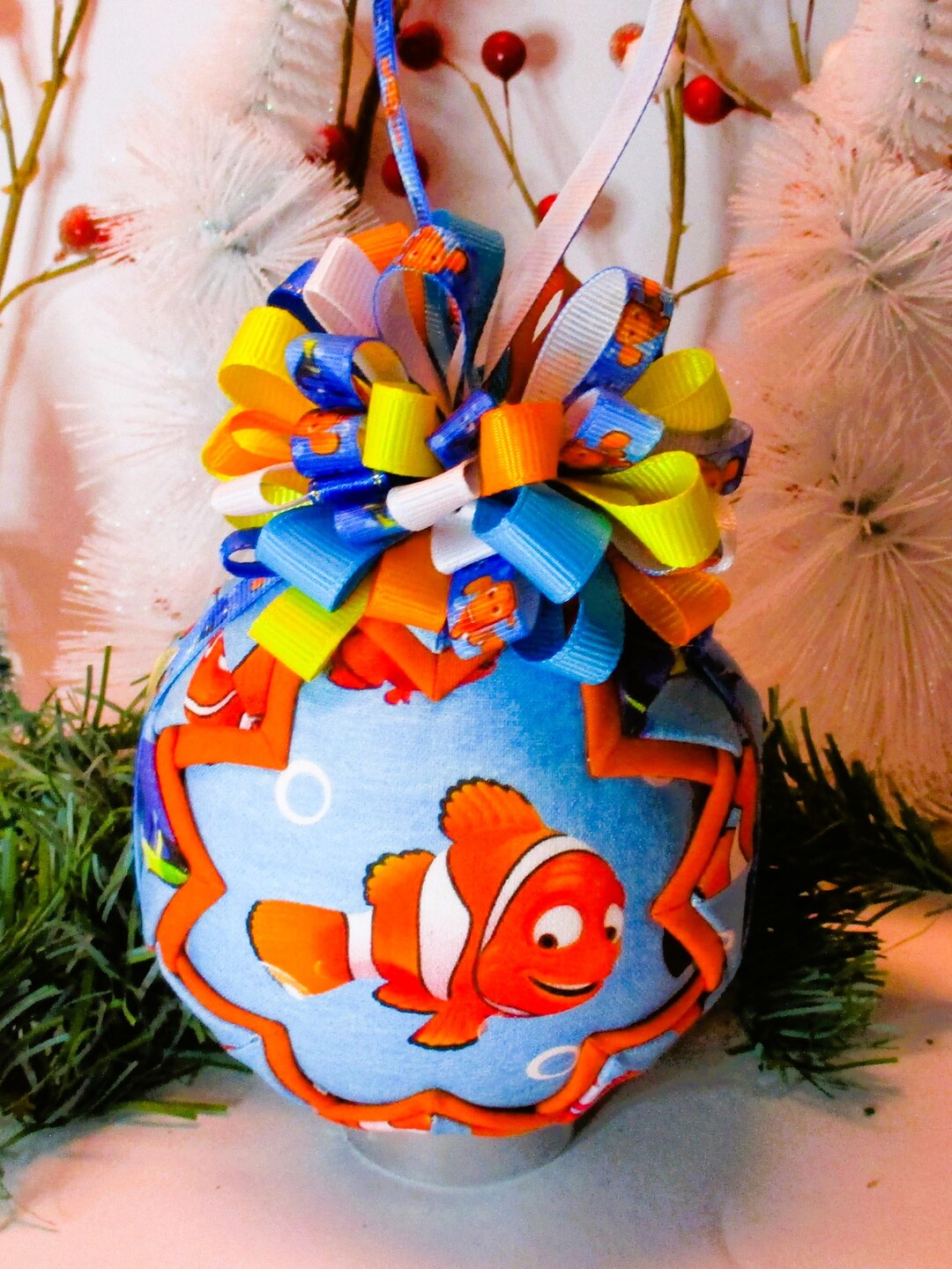 Finding Nemo Ornament Ball, No Sew Quilted Ornament, Fabric Ornament ...