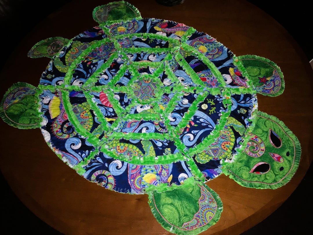 Gorgeous Sea Turtle Rag Quilt. Beautifully Hand Crafted. Applique and ...