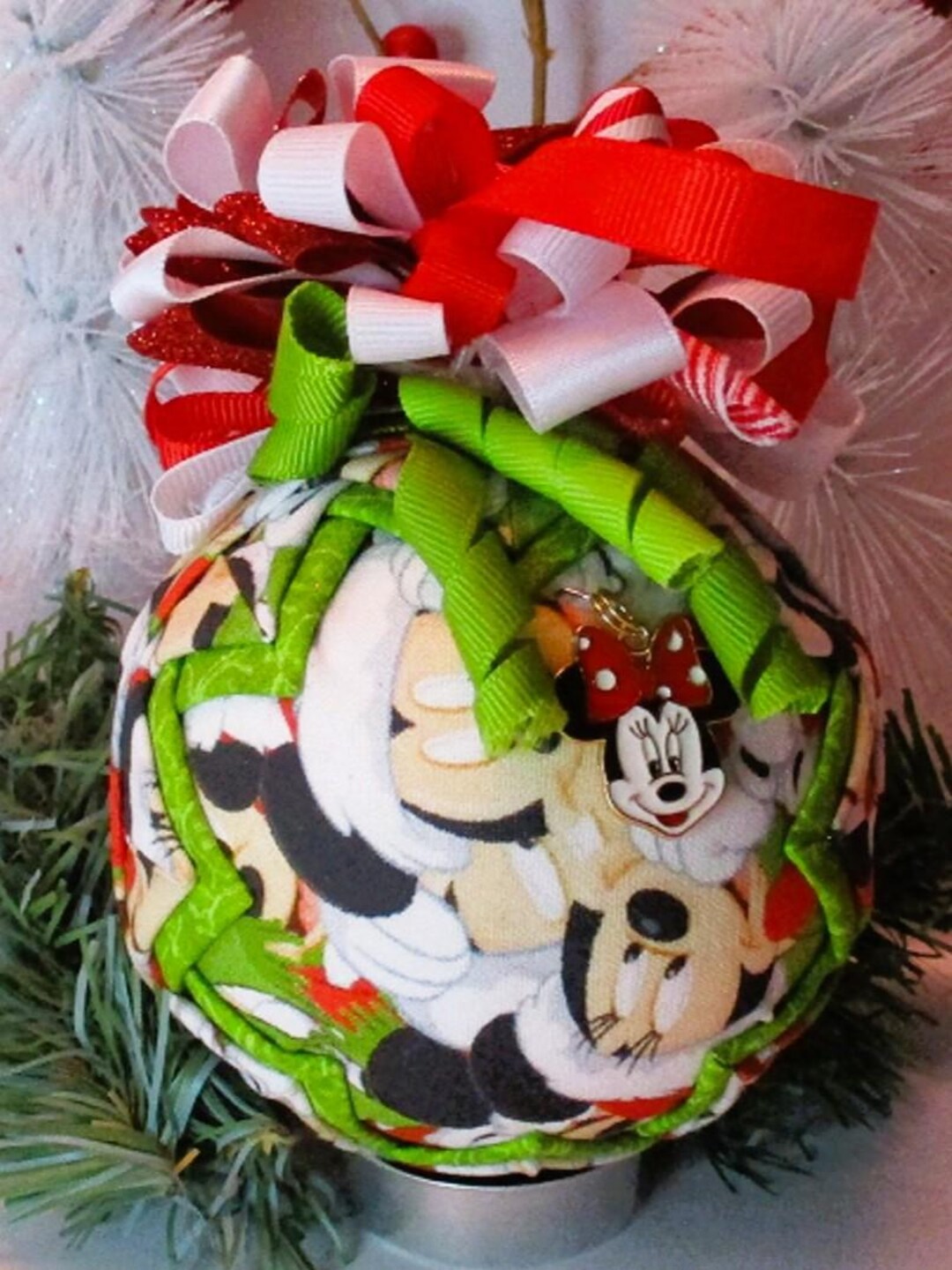 Minnie & Mickey Mouse Ornament Ball, No Sew Quilted Ornament, Fabric ...