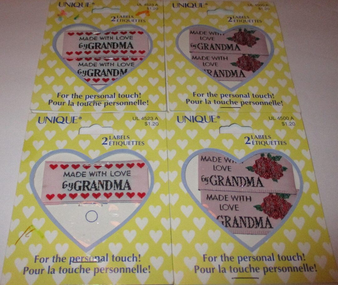 Unique and So-rite Labels made With Love by Grandma 4 Packages and ...