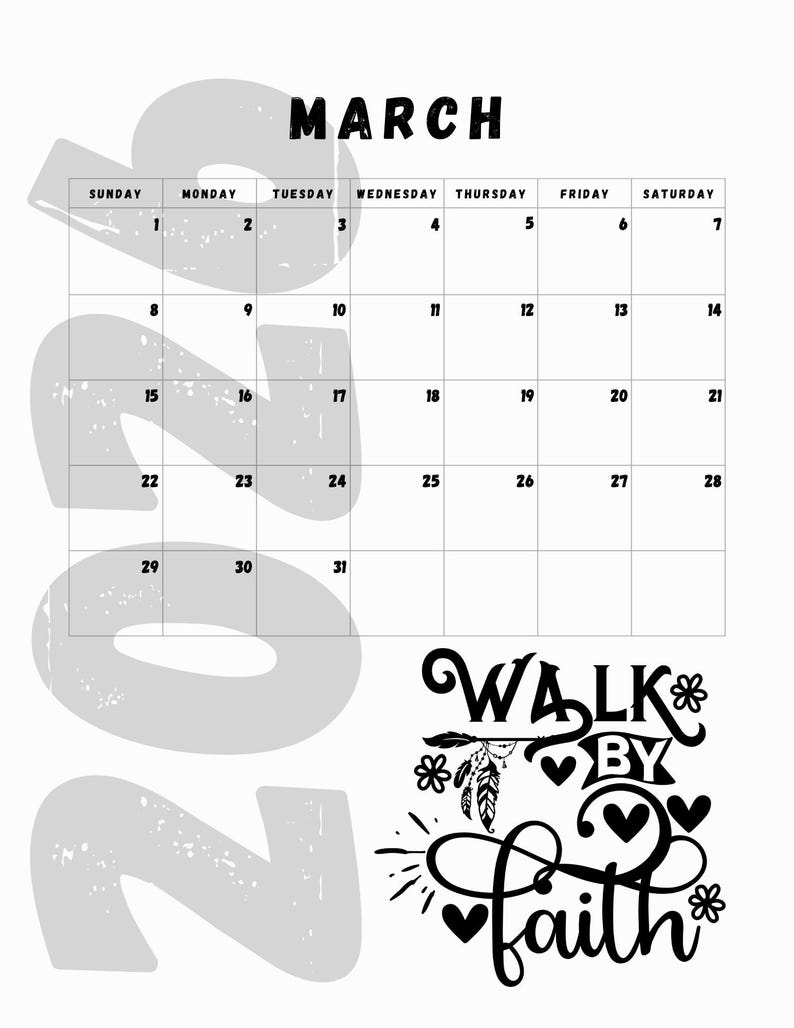 2026 Minimalistic Printable Calendar With Bible Verses, Religious ...