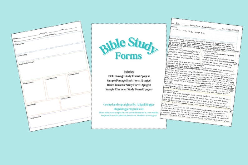 Printable Bible Study Forms With Samples - Etsy