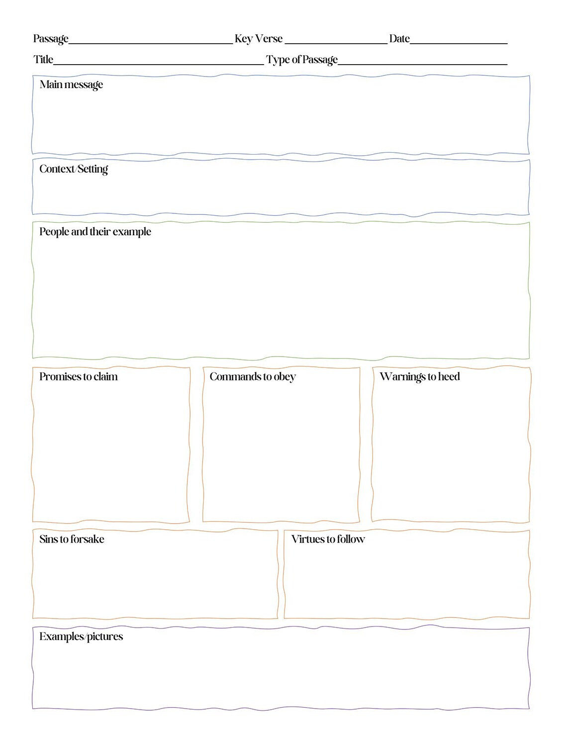 Printable Bible Study Forms With Samples | Passage Study Form ...