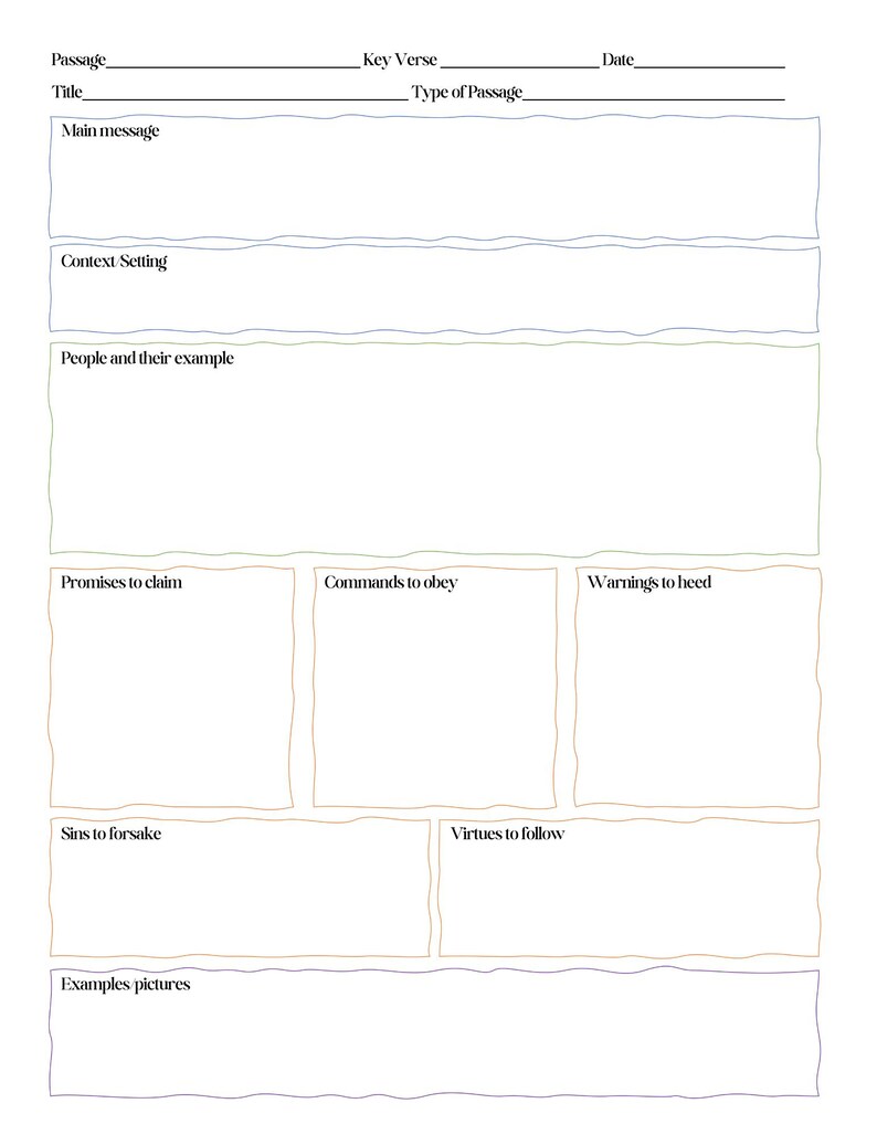 Printable Bible Study Forms With Samples | Passage Study Form ...