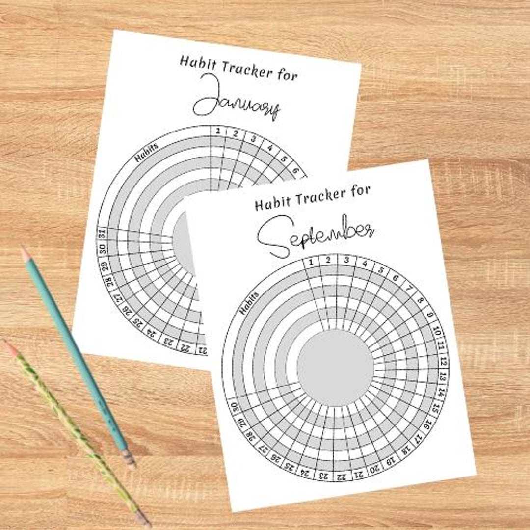 Printable Habit Tracker Wheel 12 Months - Daily Circle Habit Tracker ...