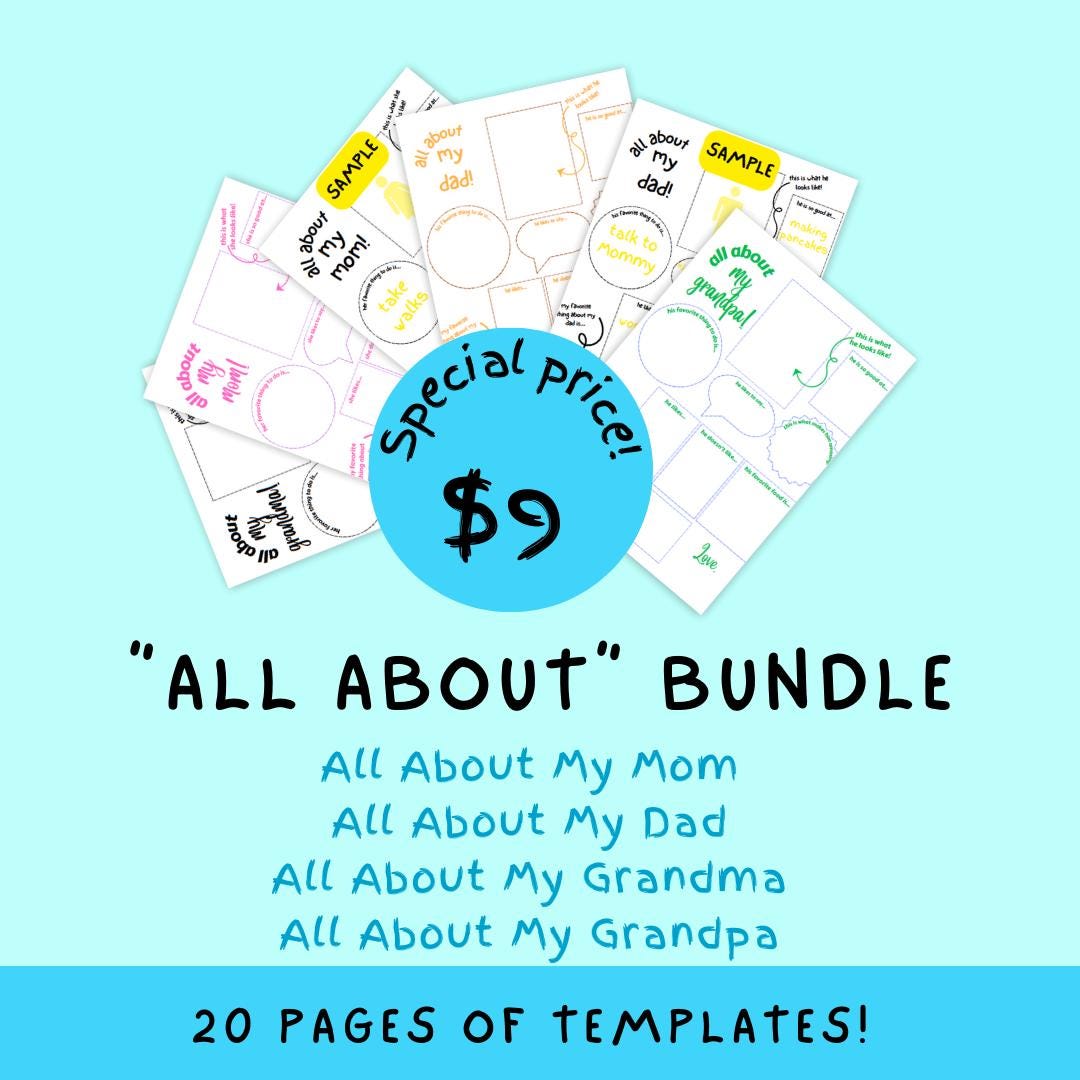 Printable all About Bundle-all About Mom, Dad, Grandma, Grandpa-great ...
