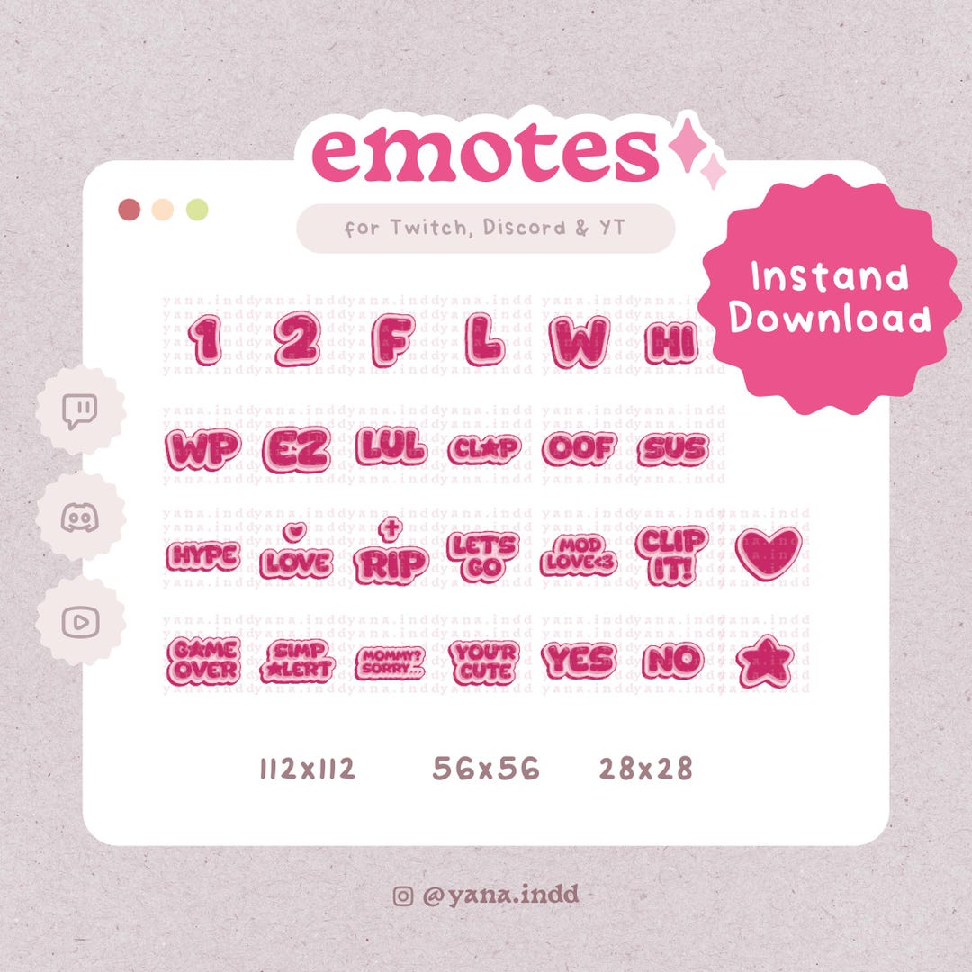 26 Twitch Pink Bubble Emotes - Cute Pink Bubble Twitch Emote Set ...