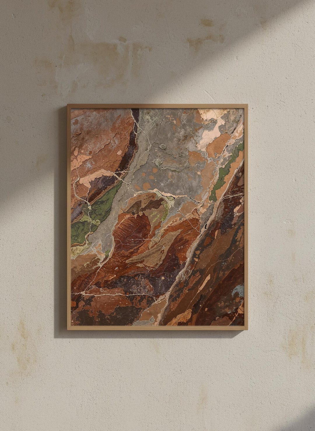 Sage Green and Rust Abstract Texture Wall Art, Earthy Mineral Wabi Sabi ...