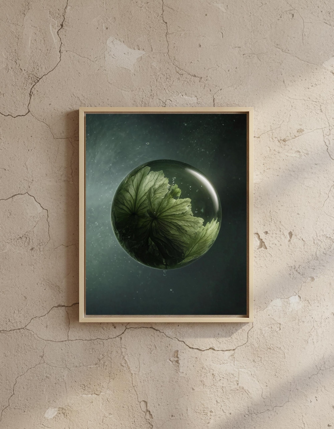 Abstract Biophilic Print, Captured Leaf Art, Zen Wall Art, Moody Water ...