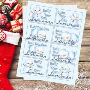Build A Snowman Craft Tags: Kids Winter Party Favors (PDF Download) - Etsy