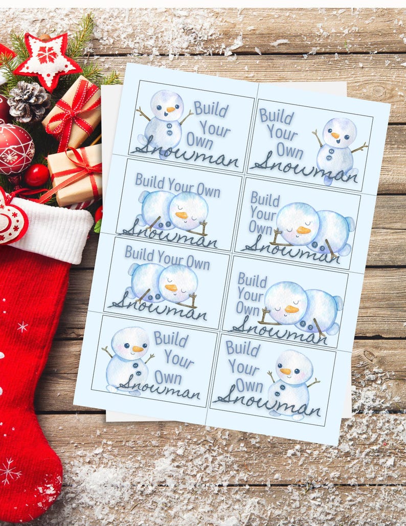 Build Your Own Snowman Craft Tag, Kids Playdoh Craft, Party Favor ...
