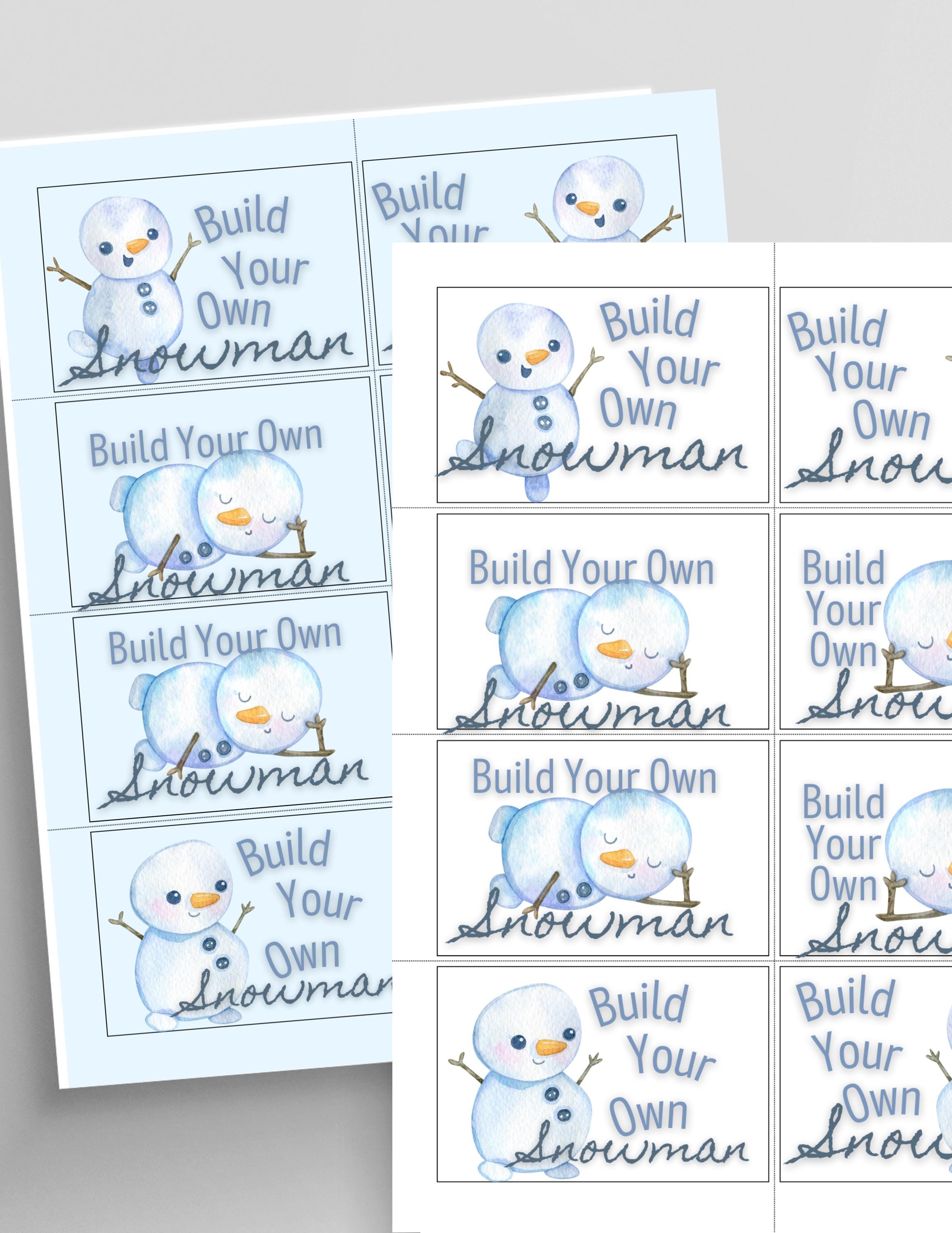 Build Your Own Snowman Craft Tag, Kids Playdoh Craft, Party Favor ...