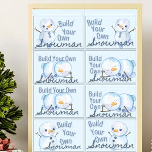 Build A Snowman Craft Tags: Kids Winter Party Favors (PDF Download) - Etsy