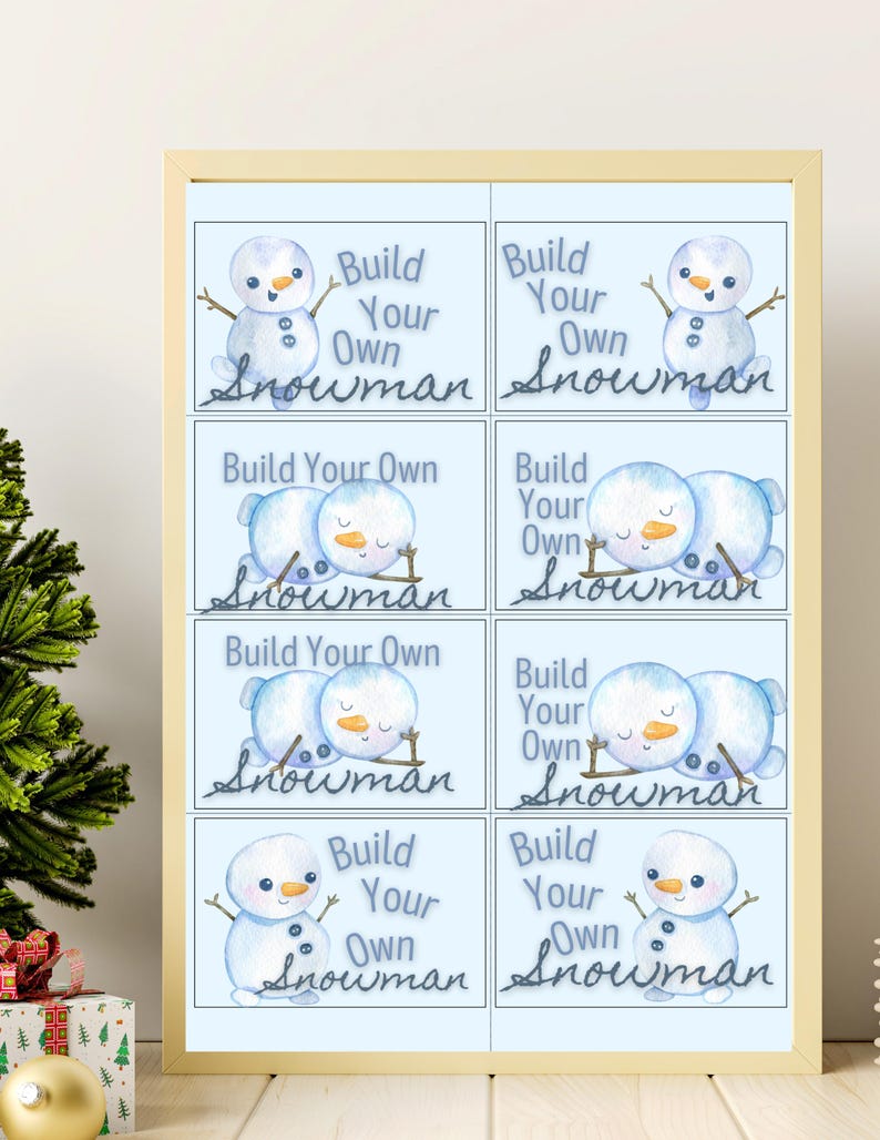 Build Your Own Snowman Craft Tag, Kids Playdoh Craft, Party Favor ...