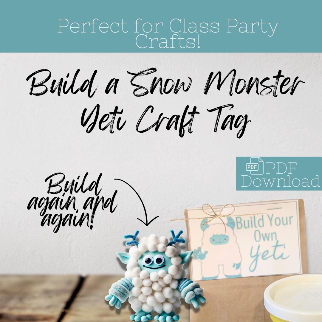 Build Your Own Snow Monster Yeti Craft Tags Instant PDF Download ...