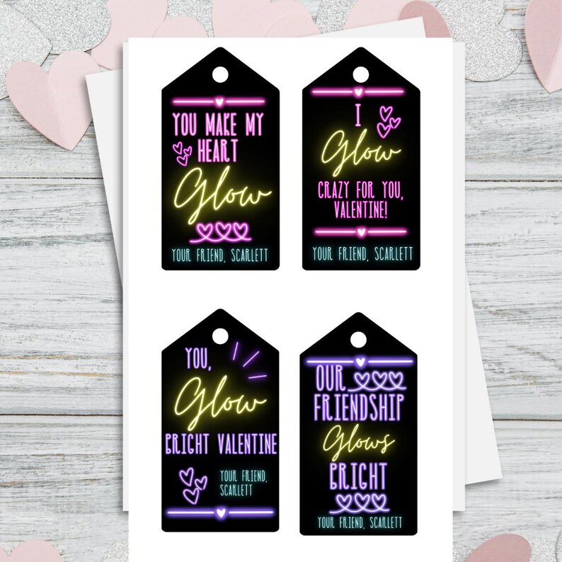 Editable Glow Stick Valentine Canva Template - Bright Colors ...
