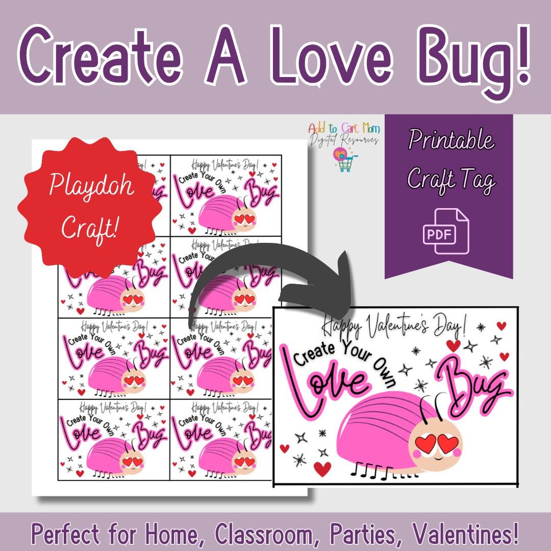 Create Your Own Love Bug Valentine Craft, Playdoh Valentine Perfect for ...