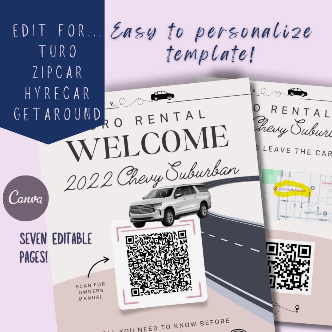 Turo Car Rental Template: Editable Canva Welcome Kit (digital Download ...