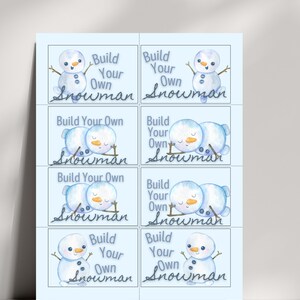 Build A Snowman Craft Tags: Kids Winter Party Favors (PDF Download) - Etsy