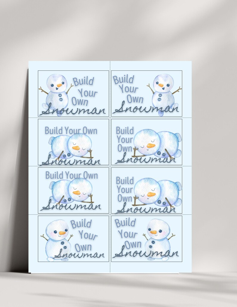 Build Your Own Snowman Craft Tag, Kids Playdoh Craft, Party Favor ...