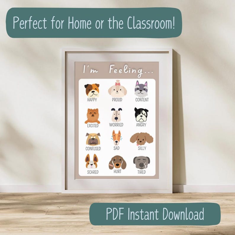 Dog Feelings Chart: Kids Social Emotional Learning (PDF Download) - Etsy