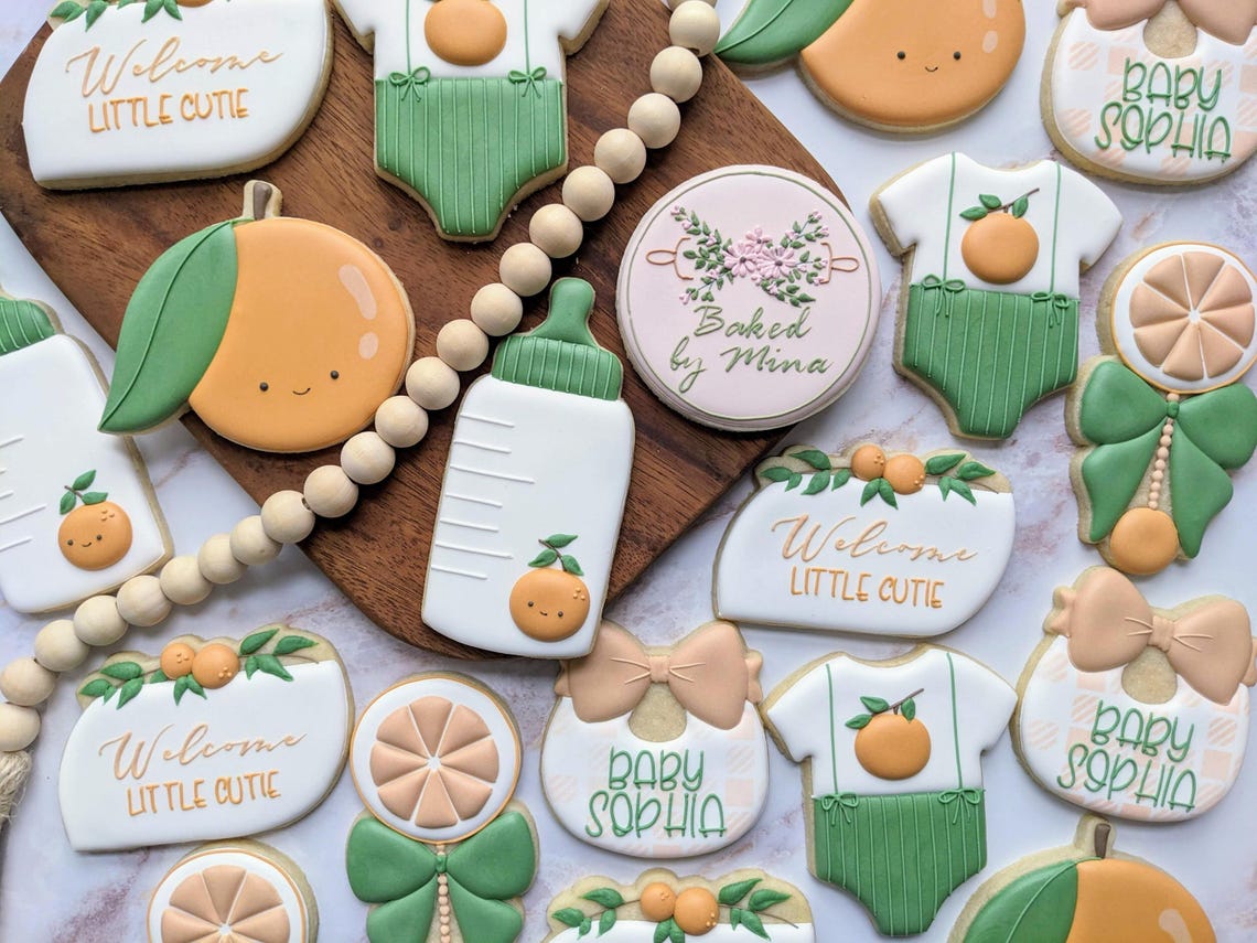 Little Cutie Baby Shower Cookies | Vanilla Sugar Cookies | 1 Dozen - Etsy